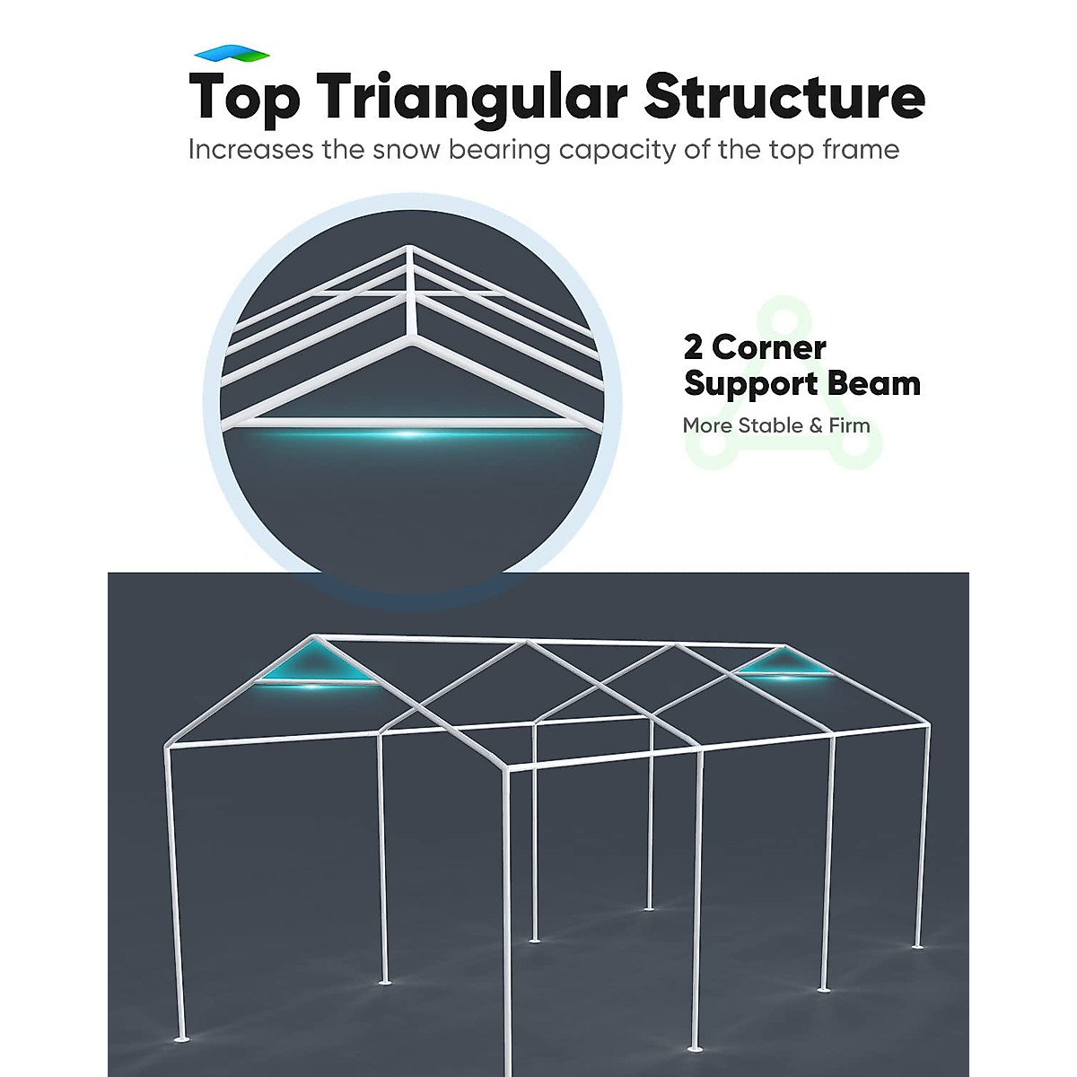 Quictent 13'X20' Heavy Duty Carport Car Canopy Galvanized Car Port Garage Outdoor Carport Canopy Boat Shelter with Reinforced Ground Bars-White