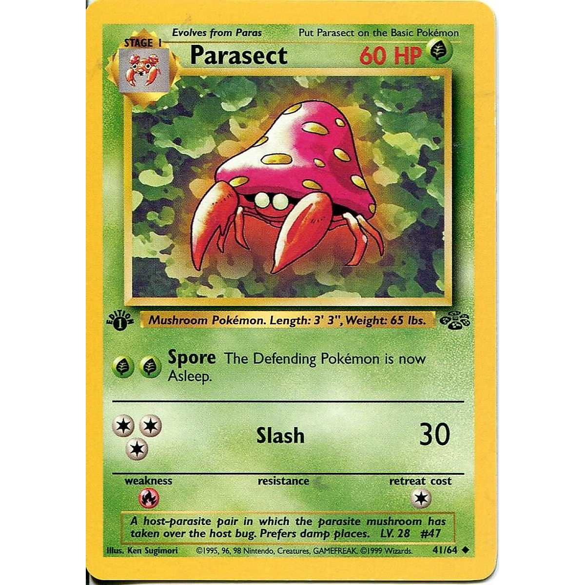 Wizards of the Coast Pokemon Jungle 1st Edition Uncommon Card #41/64 Parasect
