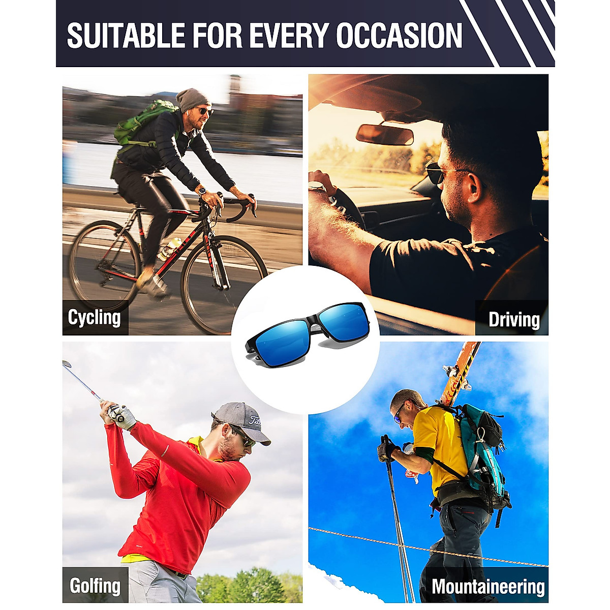 DUCO Mens Sunglasses Polarized Rectangle Sunglass for Men Lightweight Carbon Fiber UV400 Protection 8206