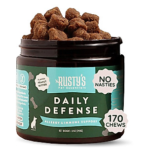 Premium Dog Allergy Relief & Immune Support (170 Chews) - Colostrum - Dog Probiotics - Promote A Healthy Gut - Support Against Seasonal Allergies - With Alaskan Salmon Oil - Turmeric - Made in The USA