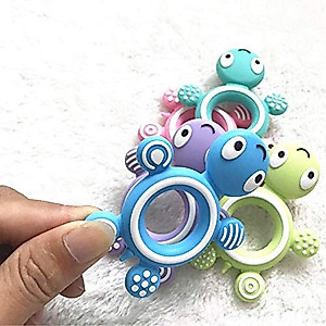 Jitejoe Baby Teether, Food-Grade Baby Silicone Turtle Animals (Pink)