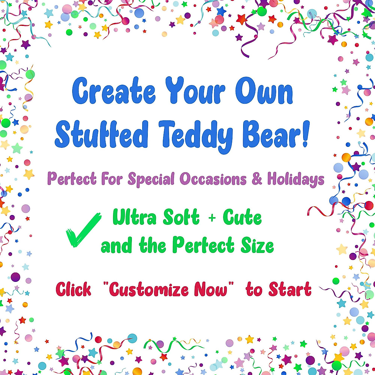 TeesAndTankYou Custom Teddy Bear 8 Inch with Custom Text, Personalized Gift for Anniversary, Graduation, Christmas, Brown Stuffed Animal White Shirt CT