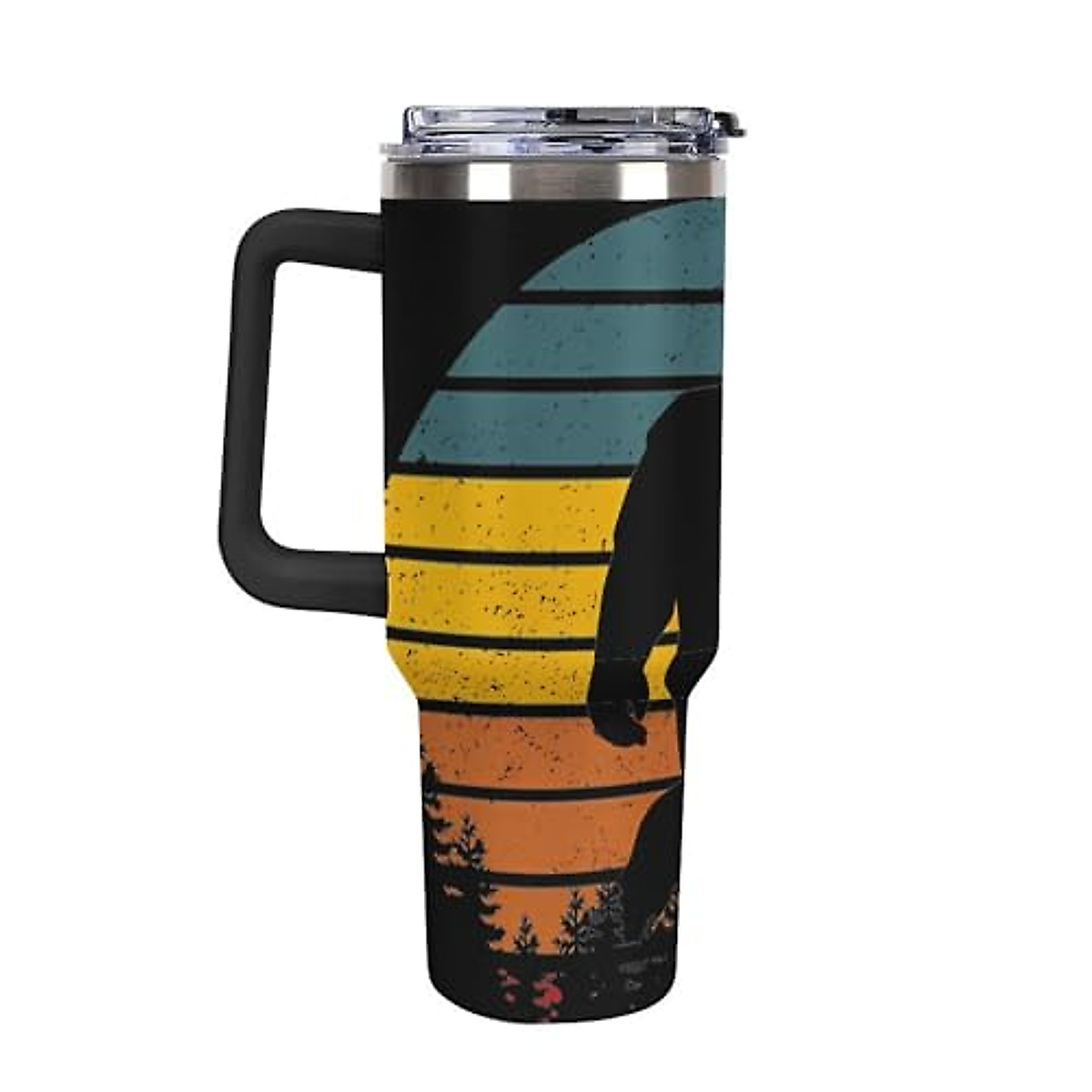 Retro Bigfoot Silhouette (1) 40 Oz Tumbler with Handle And Straw Lid,Insulated Reusable Stainless Steel Travel Glass Mug 40 Ounces