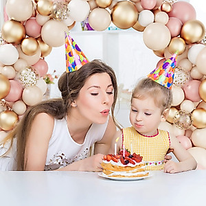 RUBFAC 130pcs Blush Balloons Garland Kit, Retro Dusty Pink White Double Stuffed Nude Champagne Gold Confetti Party Balloons for Boho Birthday Wedding Bridal Shower Party Decorations