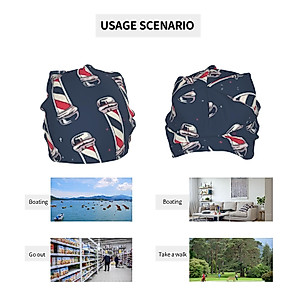 Beanie Hat for Men Women Slouchy Beanie Hats Vintage-Barber-Pole Winter Knit Cuffed Beanie Skull Cap Black