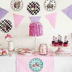 Alice and Wonderland Party Supplies 8 Pcs Cardboard Clocks for Mad Hatter Tea Party Decoration Diameter 8 inch Baby Shower Birthday Party Favors Not Real Clock