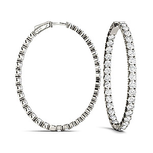 14K White Gold Forever One Moissanite Hoop Earrings 1.76cttw DEW by Charles & Colvard