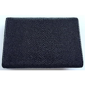 Julie Genuine Real Stingray Skin One Eye Leather Trifold Clutch Black Wallet Purse