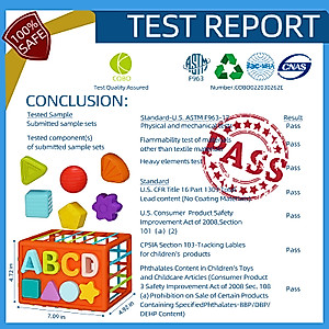 UNIH Baby Sensory Bin Toys for 1 Year Old Boy Girl, Montessori Baby Shape Sorter Toy with Textured Blocks and ABCs, Early Learning Developmental Gifts Toys, Baby Toys 6 to 12-18 Months