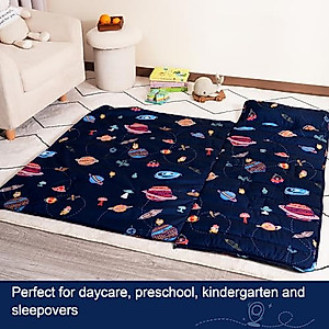 PHF Space Toddler Nap Mat Set, with Removable Pillow for Toddler Boys Girls, Soft and Lightweight for Daycare, Preschool, Travel, Kindergarten Sleeping Bag, Fits Ages 3-6 Years, Space