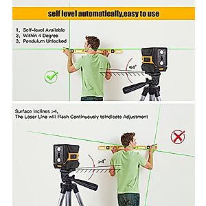 RONGPRO Self Leveling Laser Level, 50ft/15m Cross Line Laser level Laser Line leveler Beam Tool for Construction Picture Hanging Wall Writing Painting, Magnetic Mount Base and Carrying Pouch