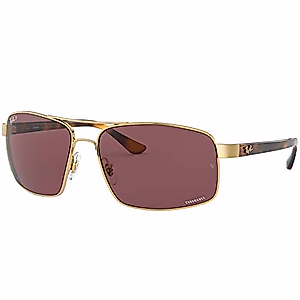 Ray-Ban Men's Rb3604ch Chromance Square Sunglasses, Gold/Polarized Purple, 62 mm