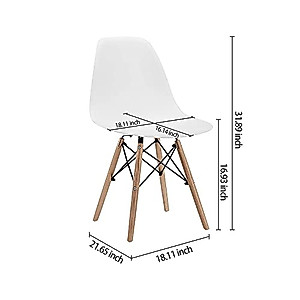 CangLong , Modern Mid-Century Side Chair with Natural Wood Legs for Kitchen, Living Dining Room, White