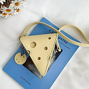 PU Coins Bag Handbag Exquisite Cheese Shape Purses Triangle Lipstick Headphone Small Crossbody Bags Yellow