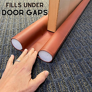 Evelots Door Draft Stopper, Covers Door Gaps up to 2 Inches, Door Noise Blocker, Window Breeze Blocker, Adjustable Door Sweeps, 36 Inches Long, Can be Cut to Size, Brown