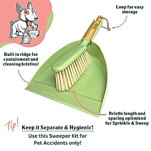 Sprinkle & Sweep Hand Broom and Dustpan Set - Small Dust Pan & Handheld Brush with Bamboo Handle - Cleaning Tools for Home, Car, or Indoor Pet Care