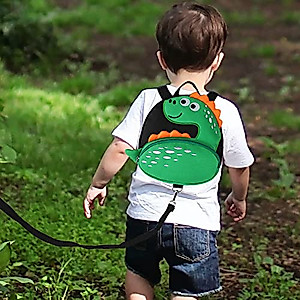 Accmor Toddler Backpack Harness with Safety Leash, Cute Dinosaur Harnesses with Kids Anti Lost Wrist Link, Mini Child Schoolbag with Wristband Tether Strap and Protection Leashes for Baby boys (Black)