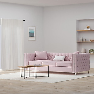 Glory Furniture Paige Velvet Sofa in Pink