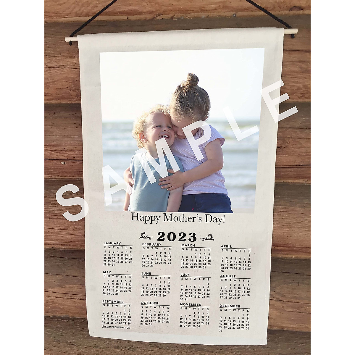 Personalized Photo Cloth Calendar, Photo W/Caption, 12 months calendar from Jan. 2024 - Dec. 2024, Perfect for gifts, office, and home