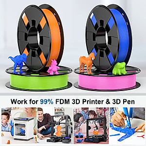 ENTINA 4 Colors PLA 3D Printer Filament for Tina 2, Dimensional Accuracy +/- 0.02mm, 1.75MM 200G 3D Printer Filament Bundle for 3D Printers