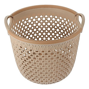 HOLIDYOYO Flexible Laundry Basket, Plastic Hamper for Clothes, Laundry Basket with Handle, Hollow Dirty Clothes Hamper, Portable Round Bin, Versatile Shopping Bag