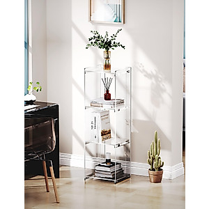 Acrylic Bookcase Cube Storage Bookshelf, Standing Display Bookshelf Floor Standing Bookshelf for Bedroom Living Room (Clear 3cube)