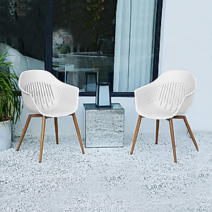 Grand patio Outdoor Dining Chairs Set of 4 Indoor Outdoor Modern Recycled Plastic Dining Chair, Rust Free Frame, Woodgrain Legs, Whale Modeling Design for Kitchen, Dining (Light Gray)