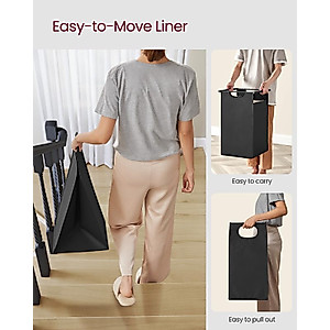 VASAGLE Laundry Hamper, Laundry Basket, Laundry Sorter with 2 Pull-Out and Removable Bags, 2 Shelves, 12.1 Gal (46L) Capacity per Bag, for Laundry Room, Rustic Brown and Black UBLH211B01