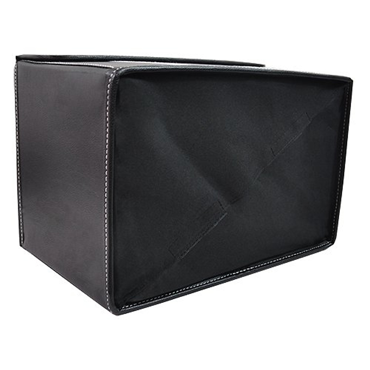 The Lucky Clover Trading Collapsible Faux Leather Lid Basket, Black