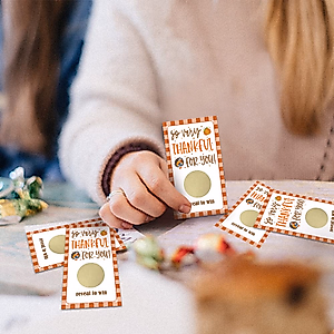 REWIDPARTY Fall Party Scratch Off Game Cards（32 PCS） Thankful for You Scratch Off Cards Thanksgiving Raffle Tickets Drawing Prizes for Family Kids Adults Thanksgiving Dinner Party Games Supplies