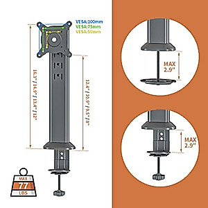 HEMUDU Single Desk Monitor Arm Mount Stand Fit for 13 inch to 32 inch Flat Curved Computer Screen with Swivel, Height Adjustable, Rotation,Holds up to 77lbs, Black