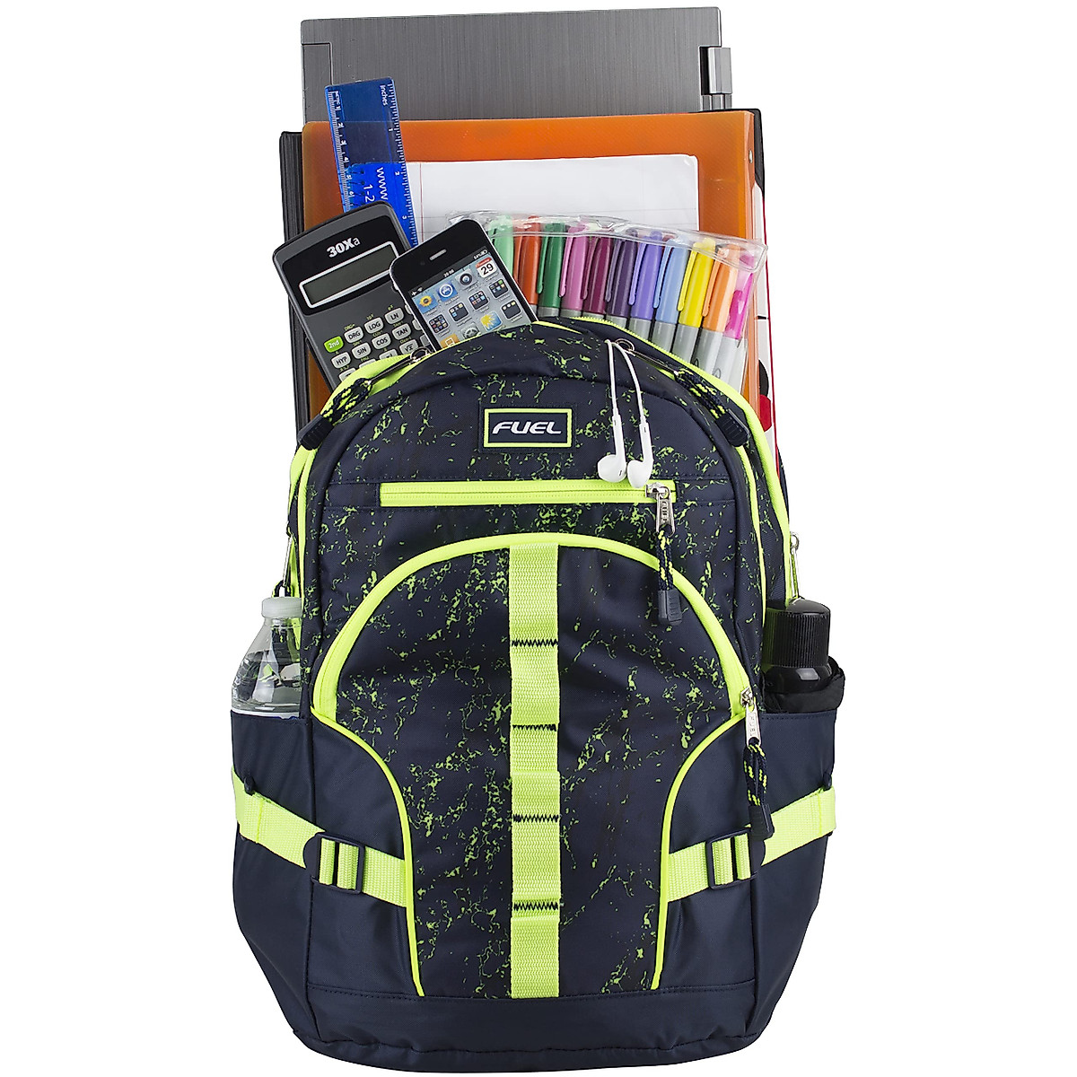 FUEL Dynamo Active Backpack, Fits Most Laptops up to 15", Front Access Pockets, Padded Lumbar, Comfortable, Adjustable Straps - Navy Galaxy