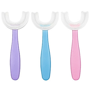 BLUEEZREAL 3Pcs U-Kid-Shaped Toothbrush Kids, for Kids Age 6-12, Children Toothbrush, 360 Degree Toothbrushes U Shape, Gentle Cleaning & Protect Teeth Gums, Multicolor