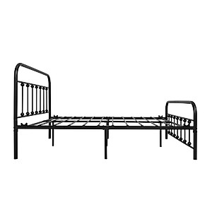 YALAXON Vintage Sturdy Full Size Metal Bed Frame with Headboard and Footboard Basic Bed Frame No Box Spring Needed，Black