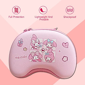 PERFECTSIGHT Controller Travel Case for Playstation 5 Controller, PS5, PS4, Switch Pro, Switch OLED and Xbox Controller, Heavy Duty Protective Cover Hard Carrying Controller Case - Cute Rabbit