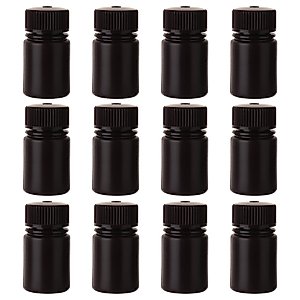 Labvida Amber Reagent Bottle HDPE Wide Mouth Round Small Plastic Bottles, 12 pcs of 30ml Sample Sealing Storage Container for Laboratories, Classrooms, or Storage at Home, LVAL001