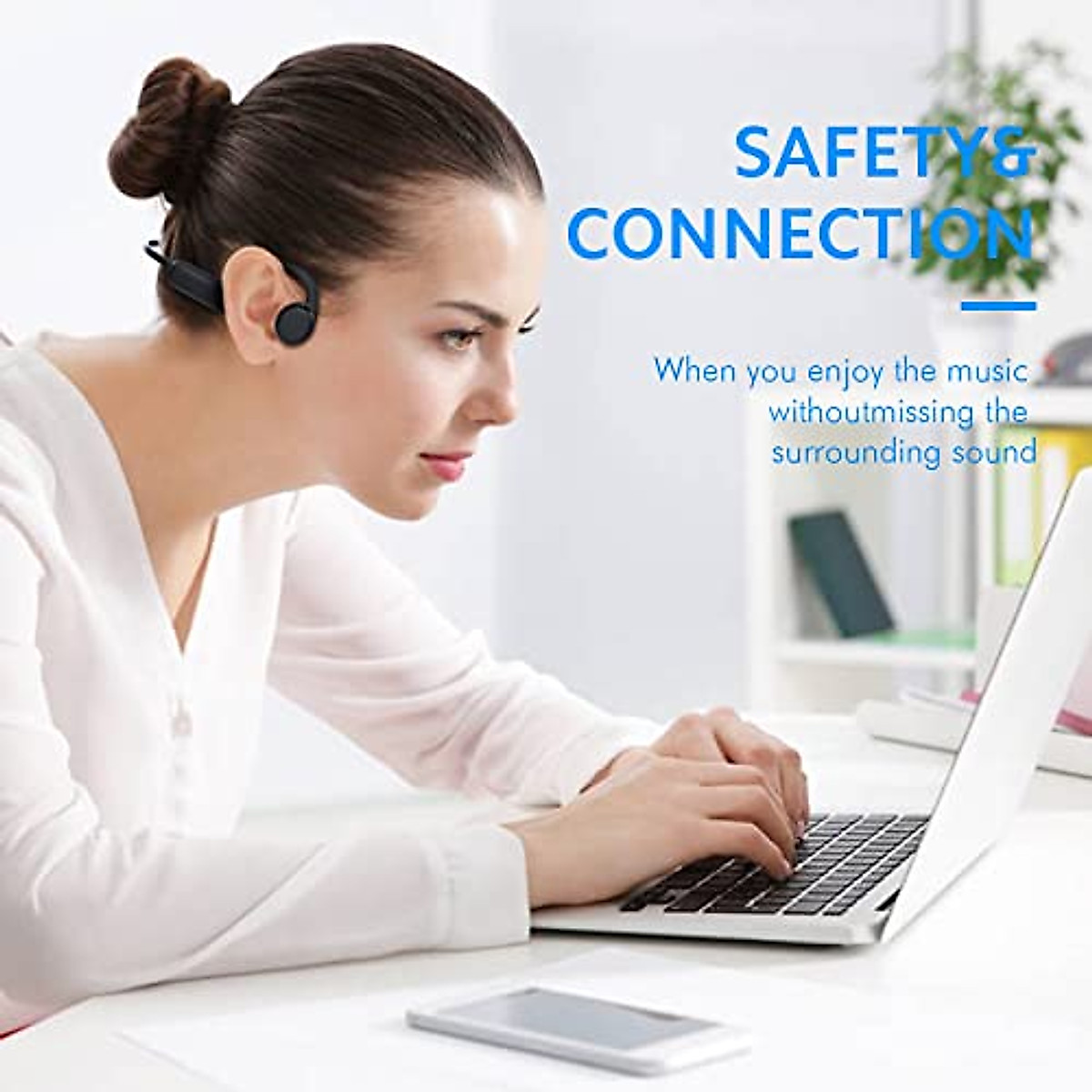 GenXenon X18 Bone Conduction Headphones with Mic, Open Ear Wireless Bluetooth Headphones, 8GB Storage Mp3 Player Workout Headset with Voice Assistant, IPX8 Waterproof Earphones for Swimming, Cycling.