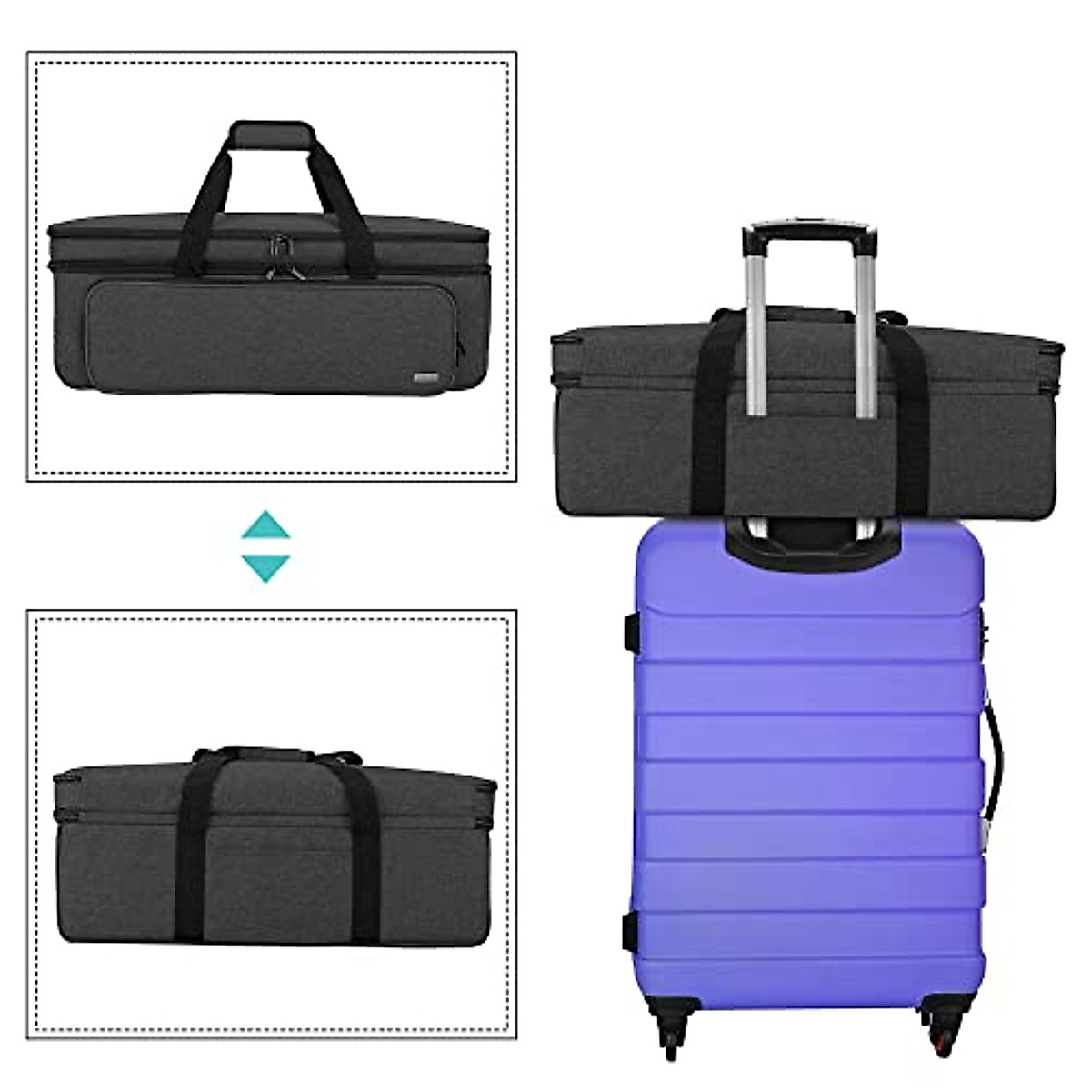LUXJA Double-layer Carrying Case Compatible with Cricut Die-Cut Machine, 2 Layers Bag Compatible with Cricut Explore Air (Air 2) and Maker (Patent Design), Black