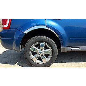 QMI 275504 -Fender Trim Compatible With Ford Escape Mirror Polished Stainless Steel Wide Width Set Of 4