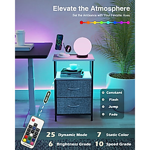 Innerjoin Nightstand with Charging Station USB A&C Ports, LED Nightstand with 2 Drawers & Storage Shelf, Bed Stand Side End Table for Bedroom Living Room Dorm, White