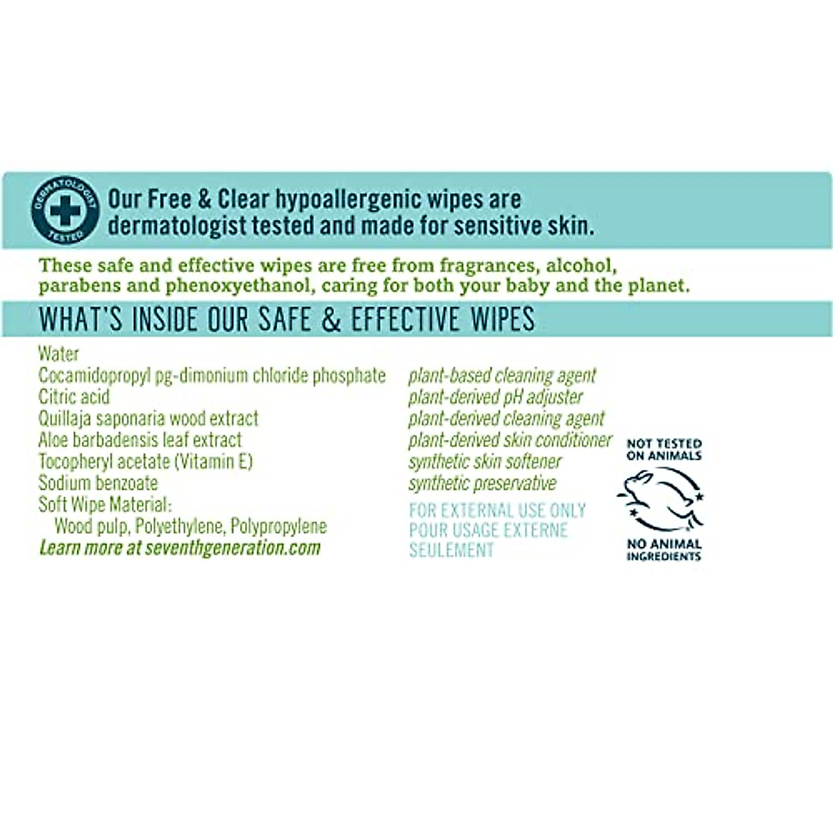 Seventh Generation Baby Wipes with Snap Seal Sensitive Protection Diaper Wipes 504 Count