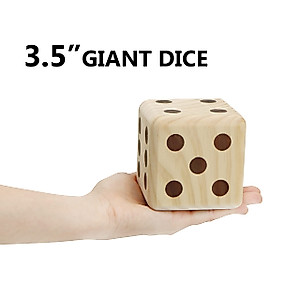 JOYIN 3.5 inch Giant Wood Yard Dice Large Dice Game Set with 6 Wooden Dice, 2 Double Sided Score Sheets, Dry Erase Marker, and a Durable Storage Bag, Good Yard Games for Kids and Adults