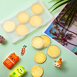 Tooth Fairy Gold Coins for Kids Boys Girls Lost Teeth Reward Commemorative Coin Tooth Fairy Golden Coin with Plastic Case No Fading Tooth Fairy Commemorative Coin for Lost Tooth Kids (10 Pieces)