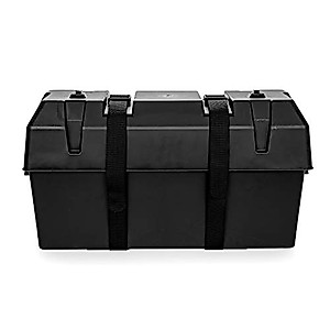 Camco Double Battery Box | Safely Stores RV, Automotive, and Marine Batteries | Features a Heavy-Duty Corrosion-Resilient Polymer Construction and Measures Inside 21-1/2" x 7-3/8" x 11-3/16" (55375)
