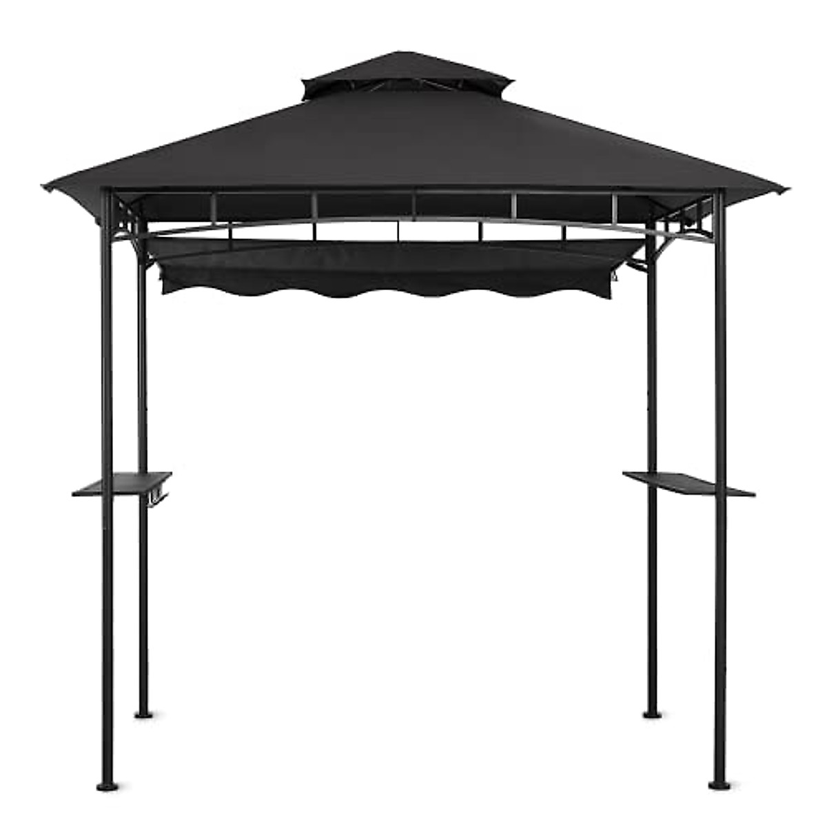 CHARMELEON Dark Grey Grill Gazebo, Double Tiered BBQ Gazebo, 5x8 Grill Canopy,Outdoor BBQ Canopy Tent with Stretchable Side Awning