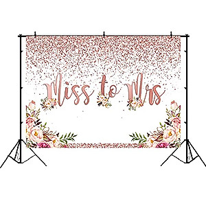 Lofaris Rose Gold Miss to Mrs Bridal Shower Photography Backdrop Pink Floral Glitters Confetti Wedding Bride to Be Engagement Photography Background Party Banner Photo Booth Prop 7x5ft