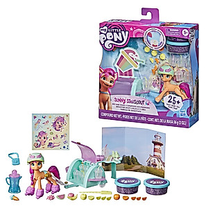 My Little Pony: A New Generation Movie Story Scenes Mix and Make Sunny Starscout - Toy with Compound, 25 Accessories, 3-Inch Pony (Accessory Colors May Vary)