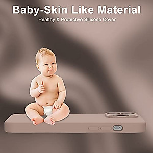 DEENAKIN Compatible with iPhone 14 Pro Max Case - Enhanced Camera Protection and Screen Protector - Liquid Silicone Cover - Slim Fit Protective Phone Case 6.7”for Women Girls - Light Brown