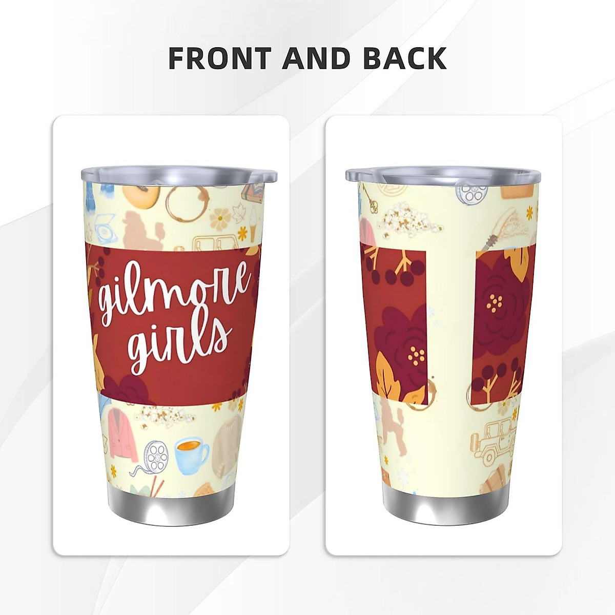 Stainless Steel Insulated Coffee Cup with Lid and Straw, 20 oz Gifts for Mom Girl Daughter Sister Friend Double Walled Stainless Steel Tumbler (silvery-F)