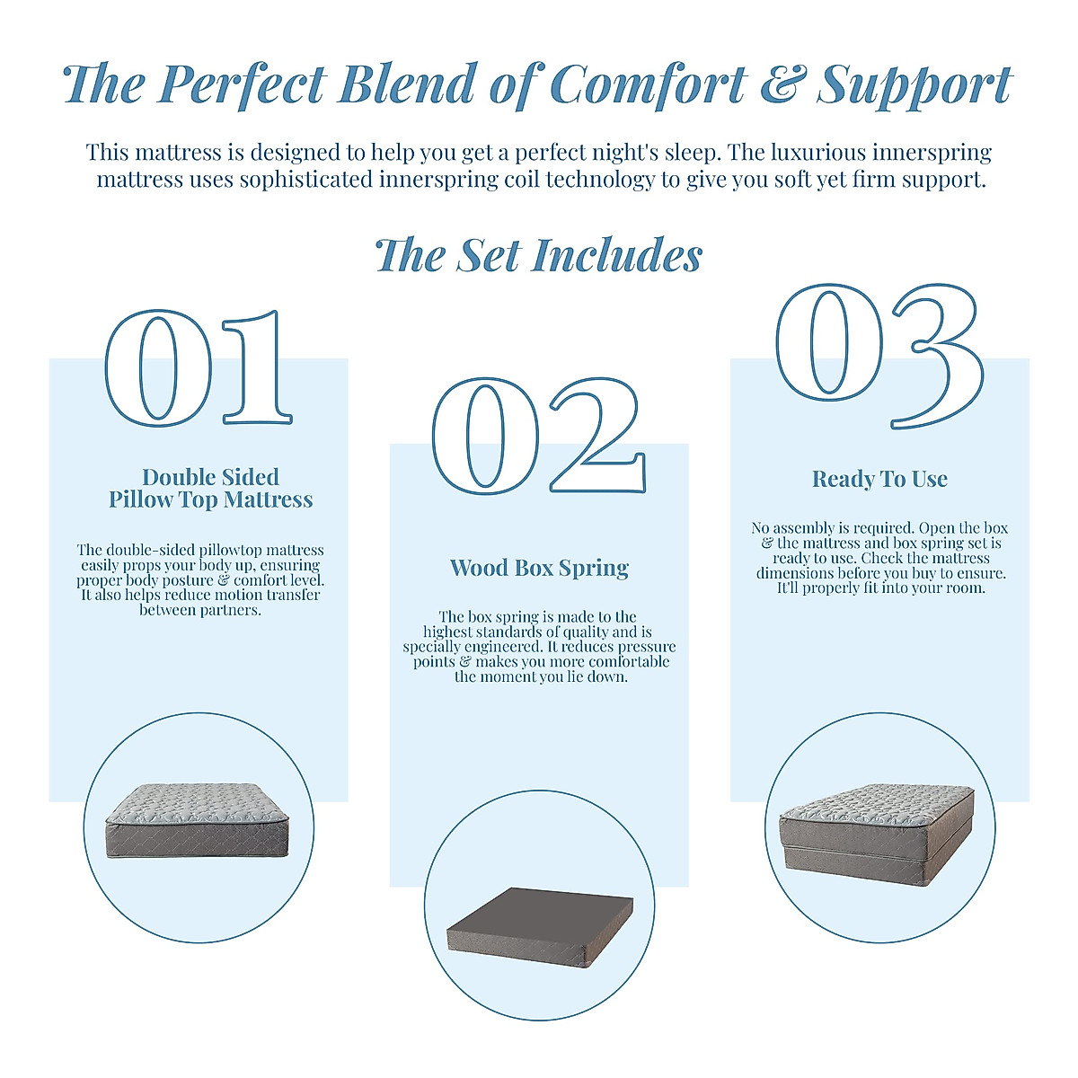 Greaton 11" Plush Foam Encased Mattress with 8" Box Spring, Premium Bed Mattresses Provide Perfect Body Support and Ultimate Comfort, Durable Supporting Internal Structure, Full XL